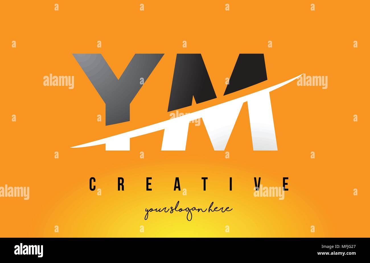 YM Y M Letter Modern Logo Design with Swoosh Cutting the Middle Letters ...