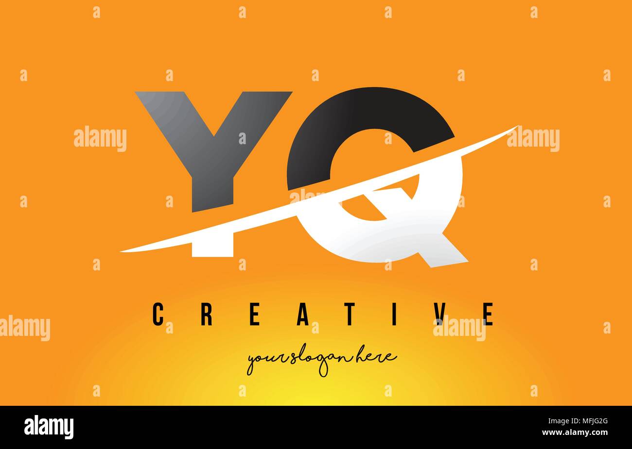 YQ Y Q Letter Modern Logo Design with Swoosh Cutting the Middle Letters ...