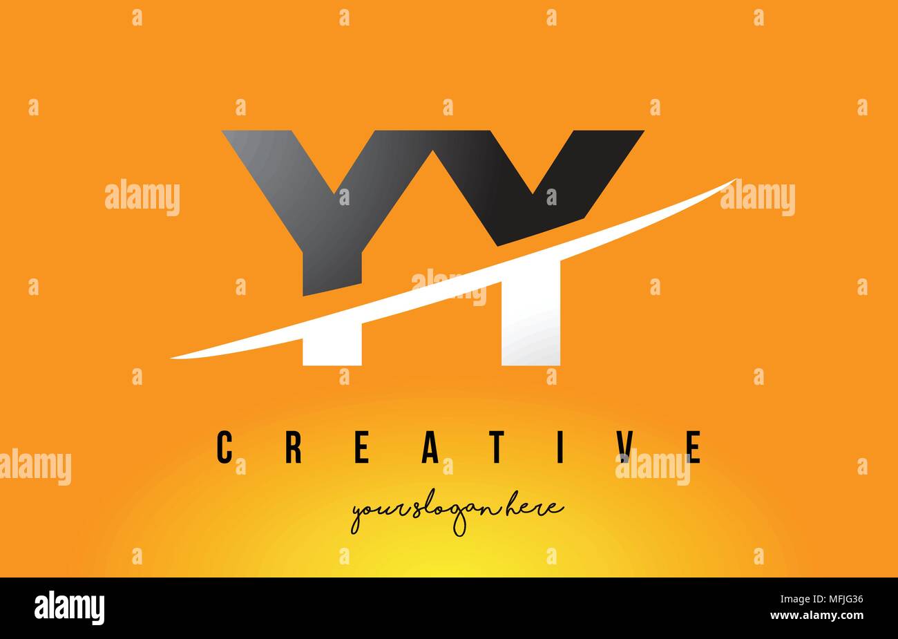 YY Y Letter Modern Logo Design with Swoosh Cutting the Middle Letters ...