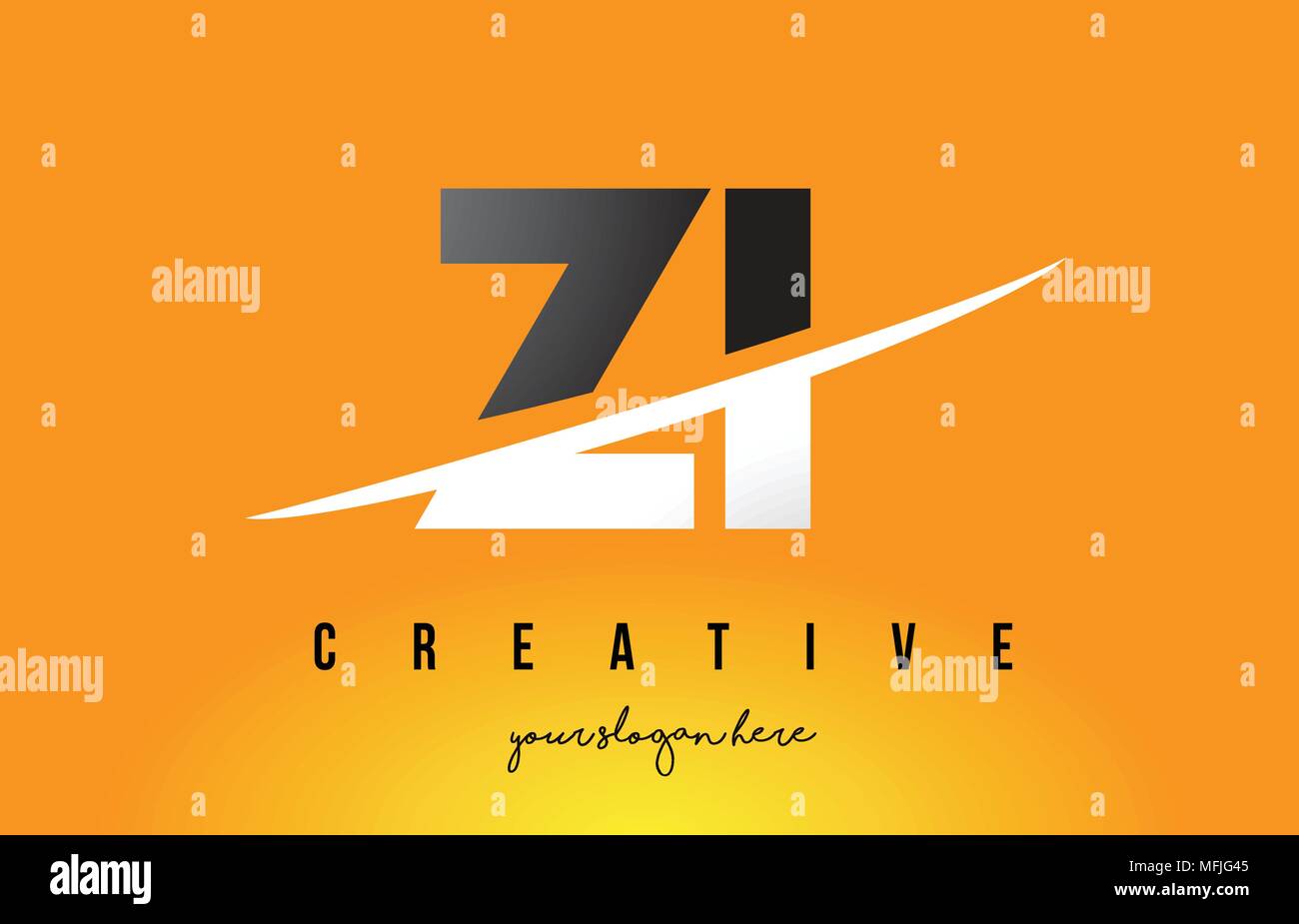 ZI Z I Letter Modern Logo Design with Swoosh Cutting the Middle Letters ...