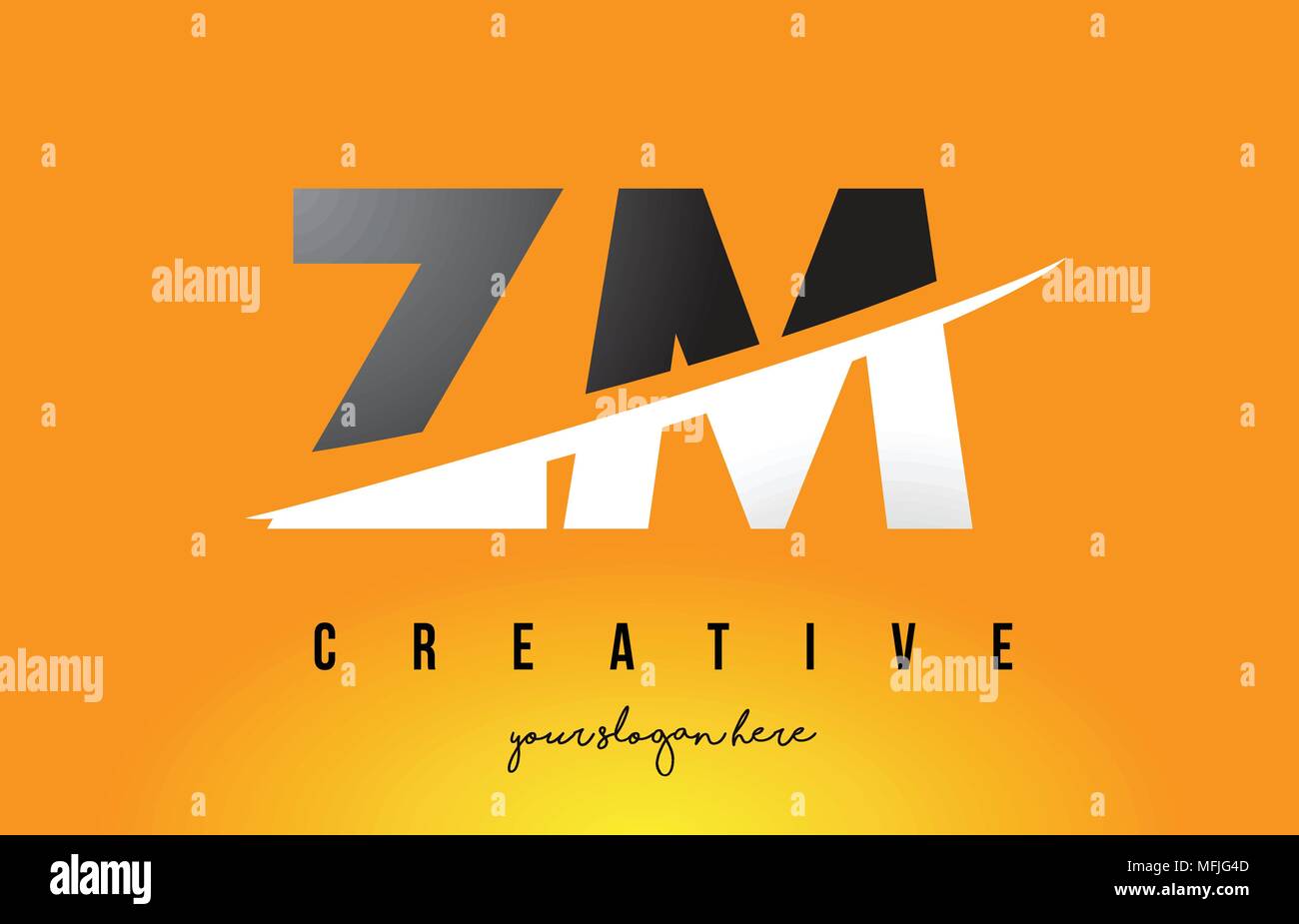 ZM Z M Letter Modern Logo Design with Swoosh Cutting the Middle Letters ...
