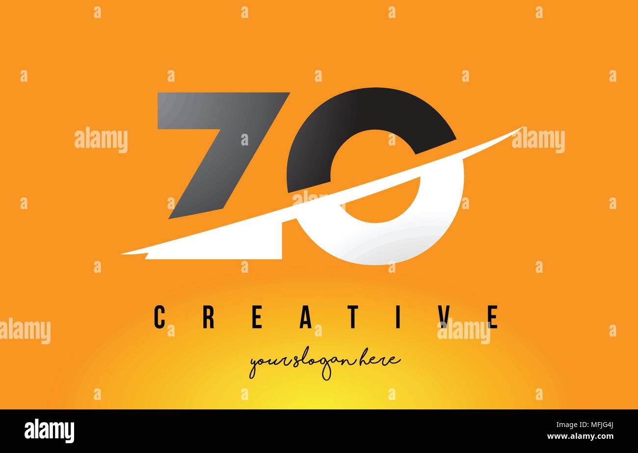 ZO Z O Letter Modern Logo Design with Swoosh Cutting the Middle Letters ...