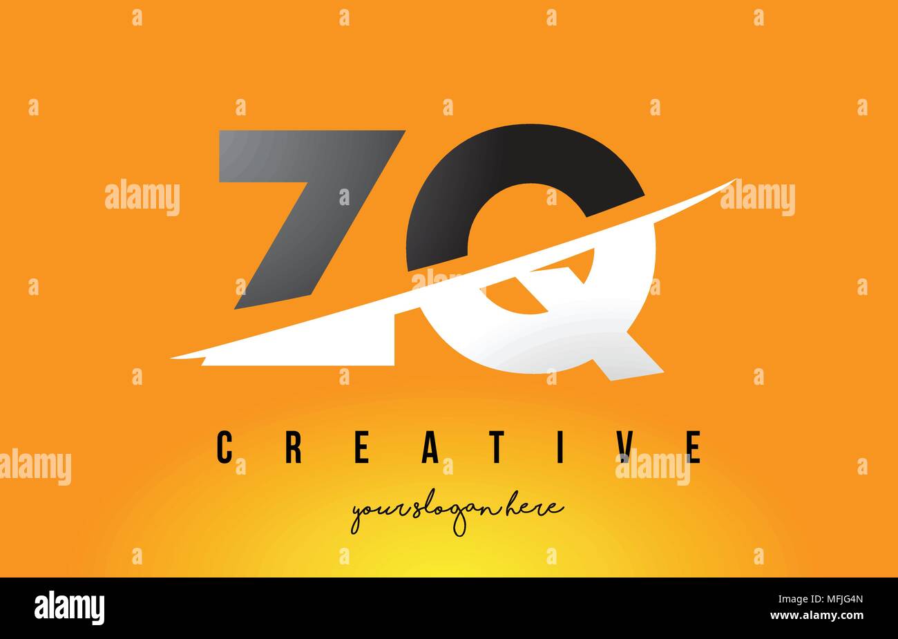 ZQ Z Q Letter Modern Logo Design with Swoosh Cutting the Middle Letters ...