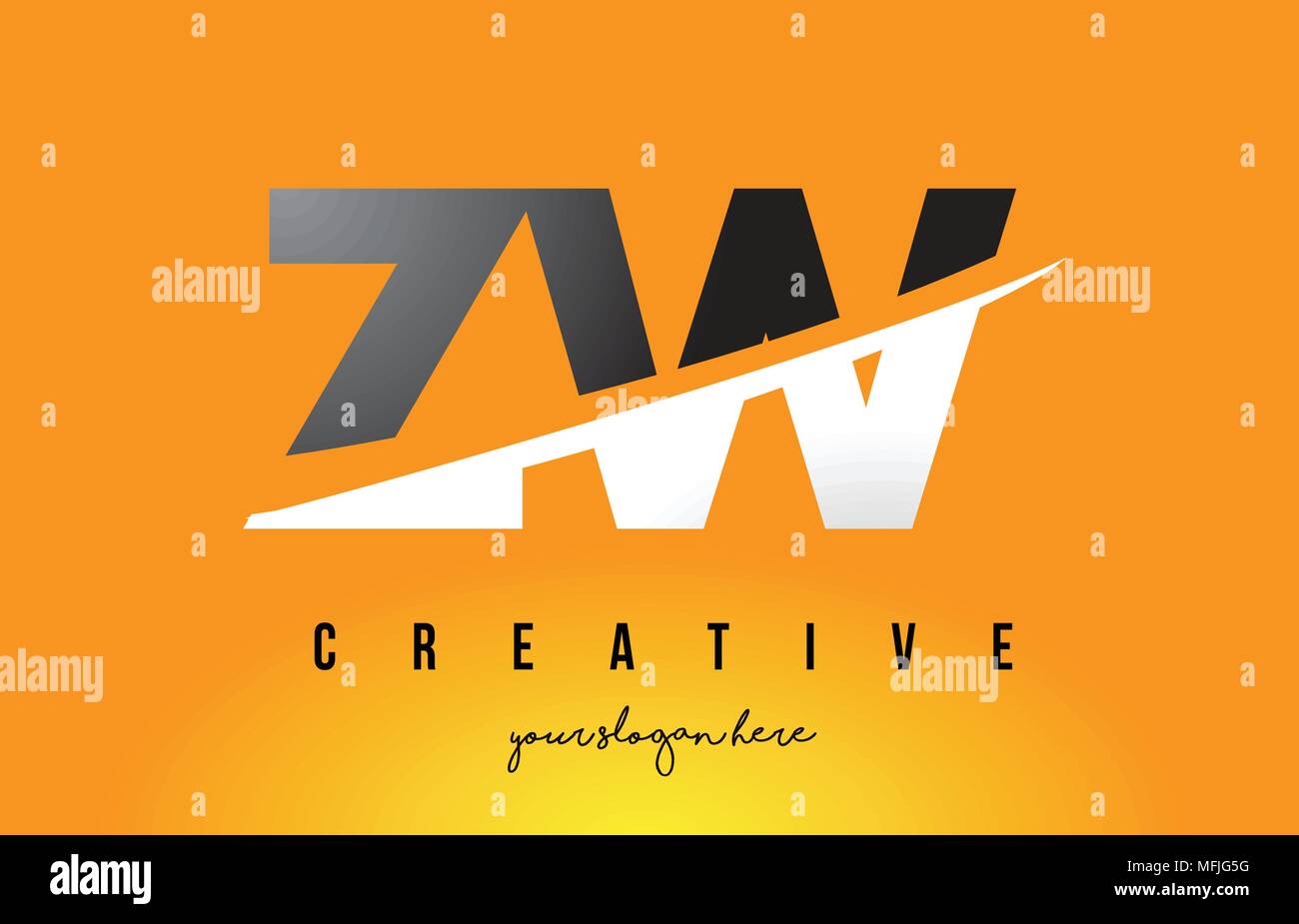 ZW Z W Letter Modern Logo Design with Swoosh Cutting the Middle Letters ...