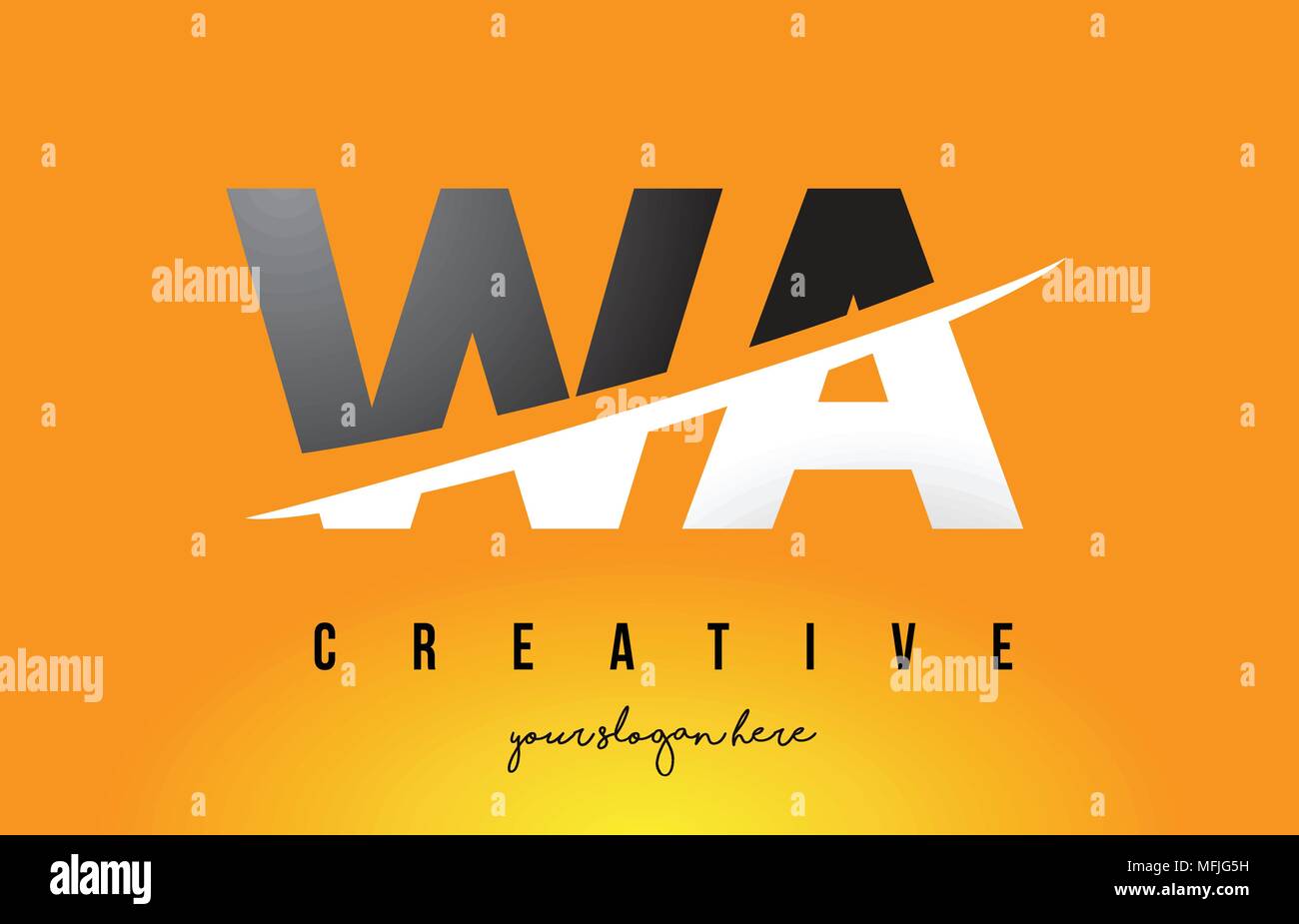 WA W A Letter Modern Logo Design with Swoosh Cutting the Middle Letters ...