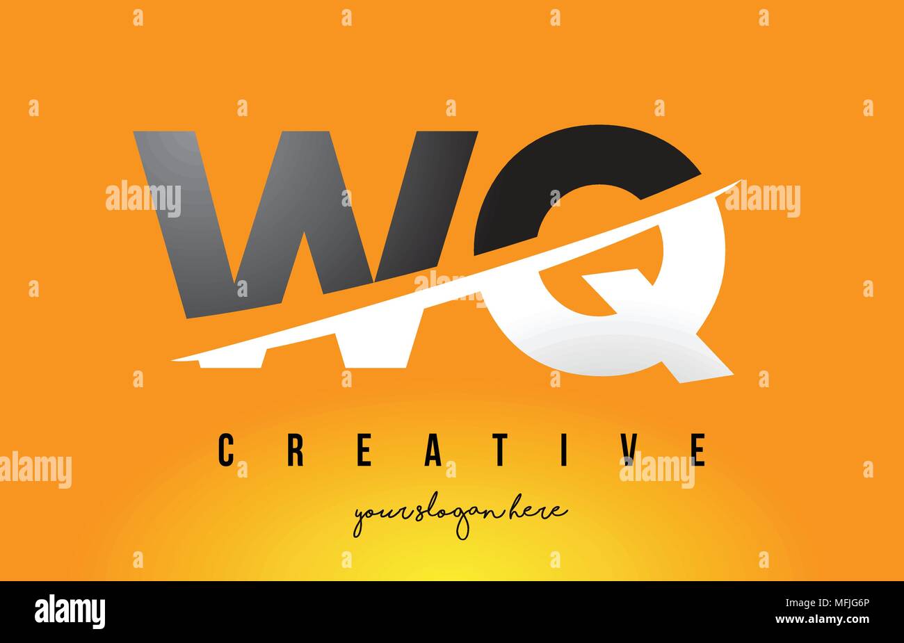 WQ W Q Letter Modern Logo Design with Swoosh Cutting the Middle Letters ...