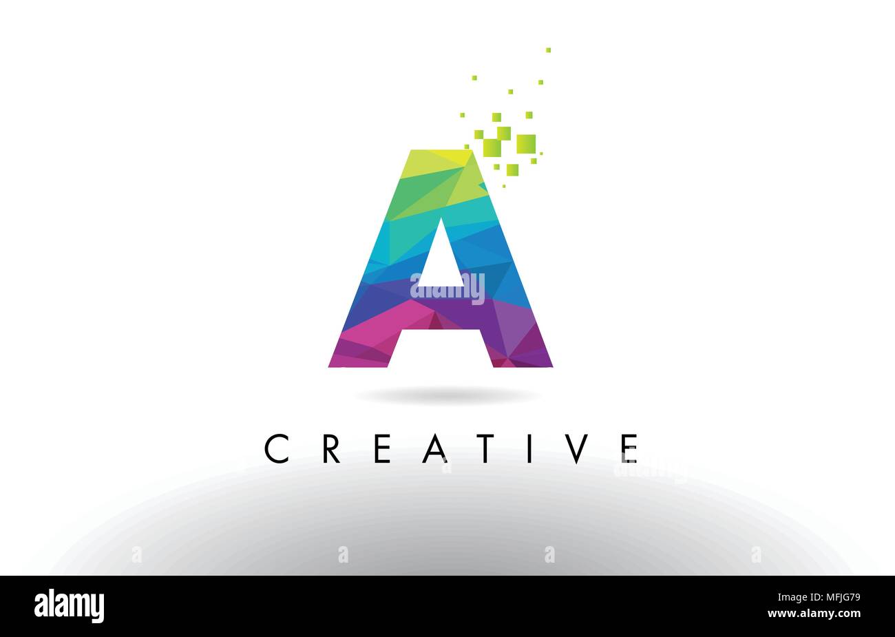 A Colorful Letter Design with Creative Origami Triangles Rainbow Vector ...