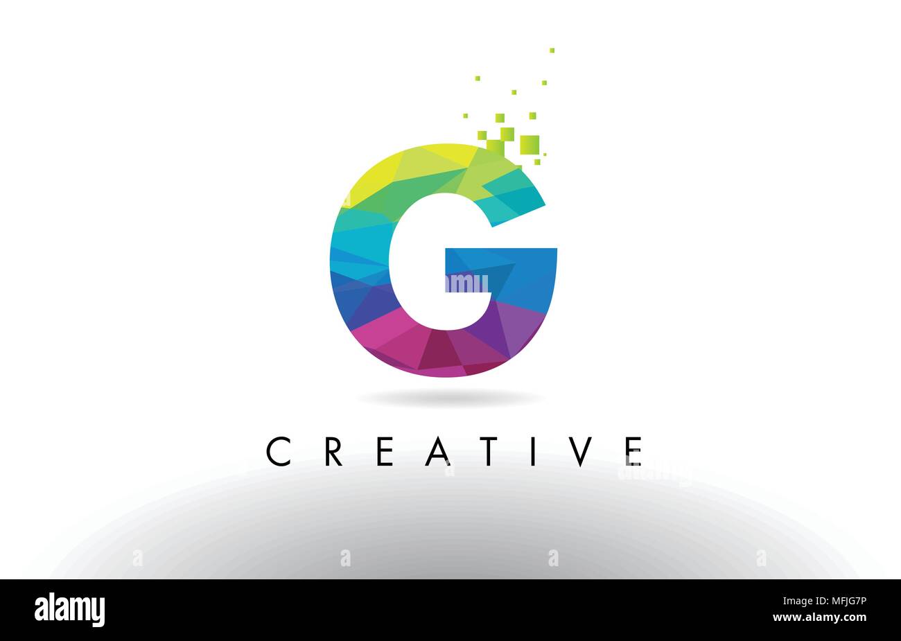 G Colorful Letter Design with Creative Origami Triangles Rainbow Vector ...
