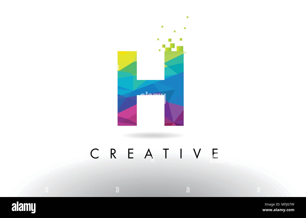 H Colorful Letter Design with Creative Origami Triangles Rainbow Vector ...