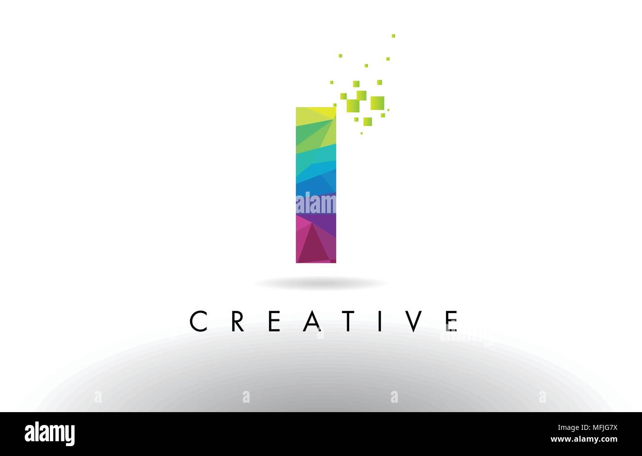 I Colorful Letter Design with Creative Origami Triangles Rainbow Vector ...