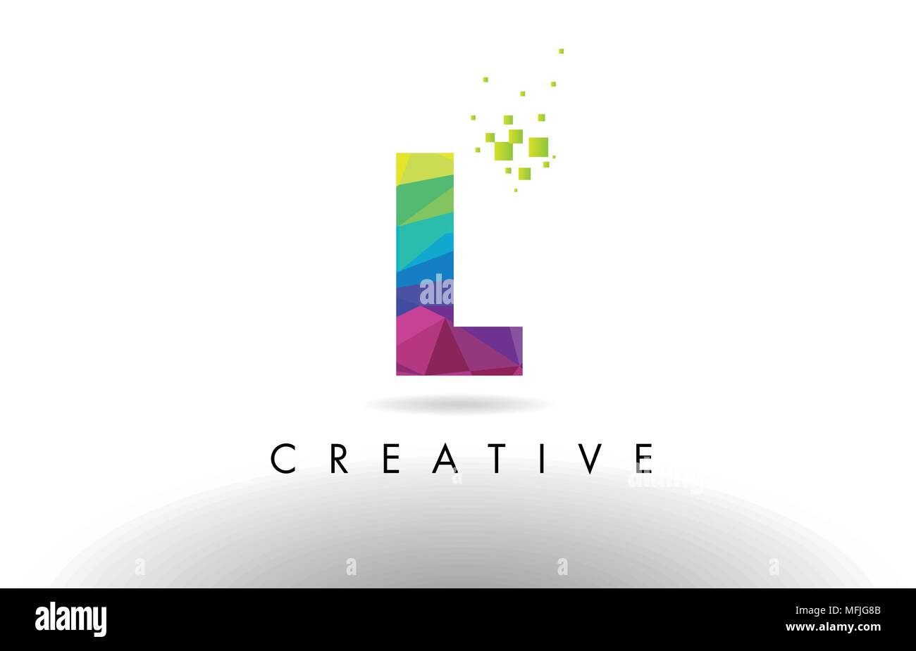 L Colorful Letter Design with Creative Origami Triangles Rainbow Vector ...