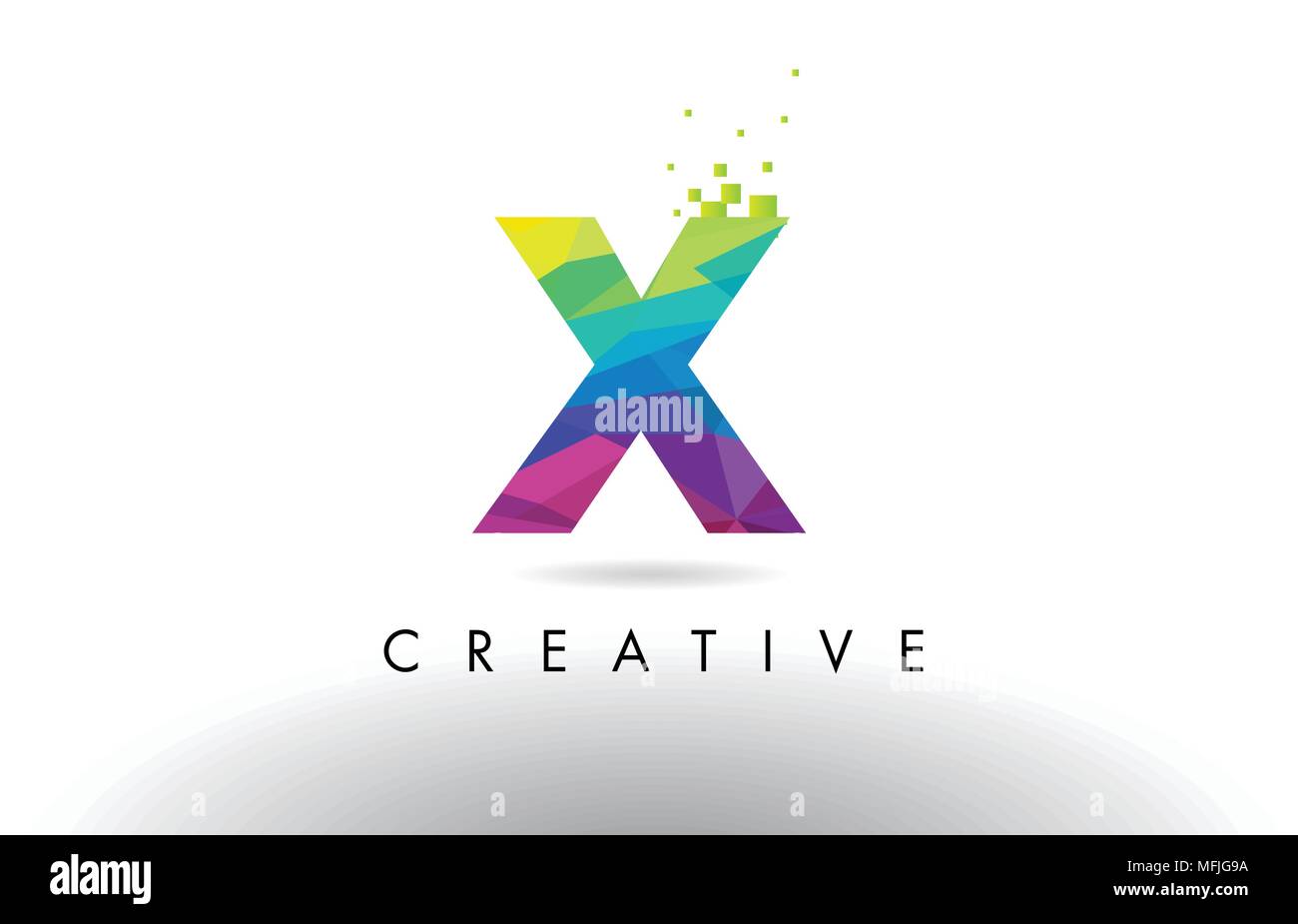 X Colorful Letter Design with Creative Origami Triangles Rainbow Vector ...
