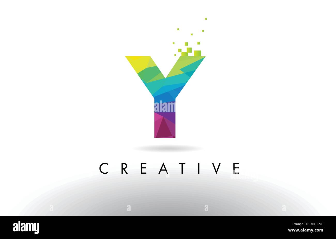 Y Colorful Letter Design with Creative Origami Triangles Rainbow Vector ...
