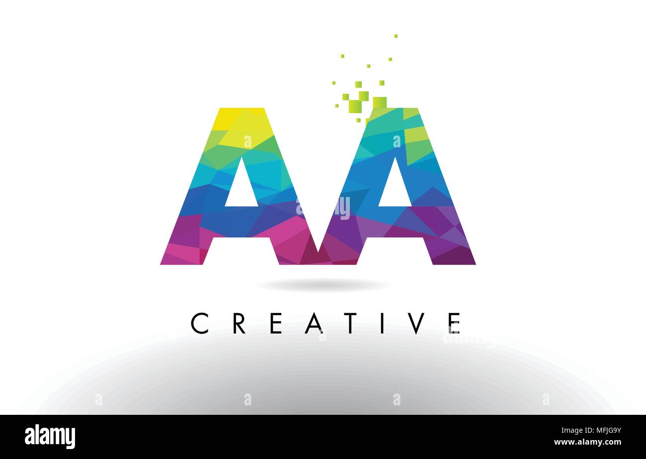 AA A Colorful Letter Design with Creative Origami Triangles Rainbow ...