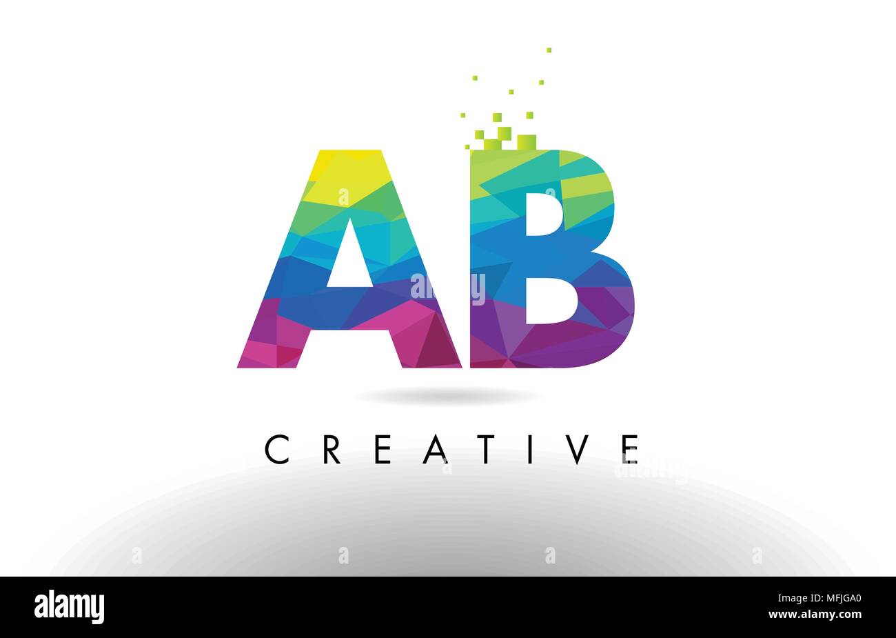 AB A B Colorful Letter Design with Creative Origami Triangles Rainbow ...