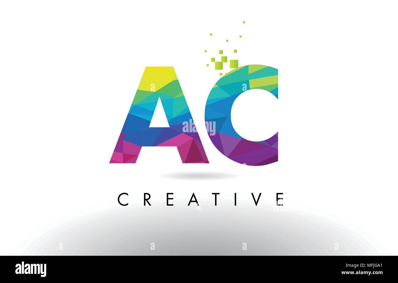 AC A C Colorful Letter Design with Creative Origami Triangles Rainbow ...