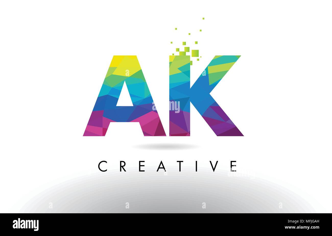 AK A K Colorful Letter Design with Creative Origami Triangles Rainbow ...