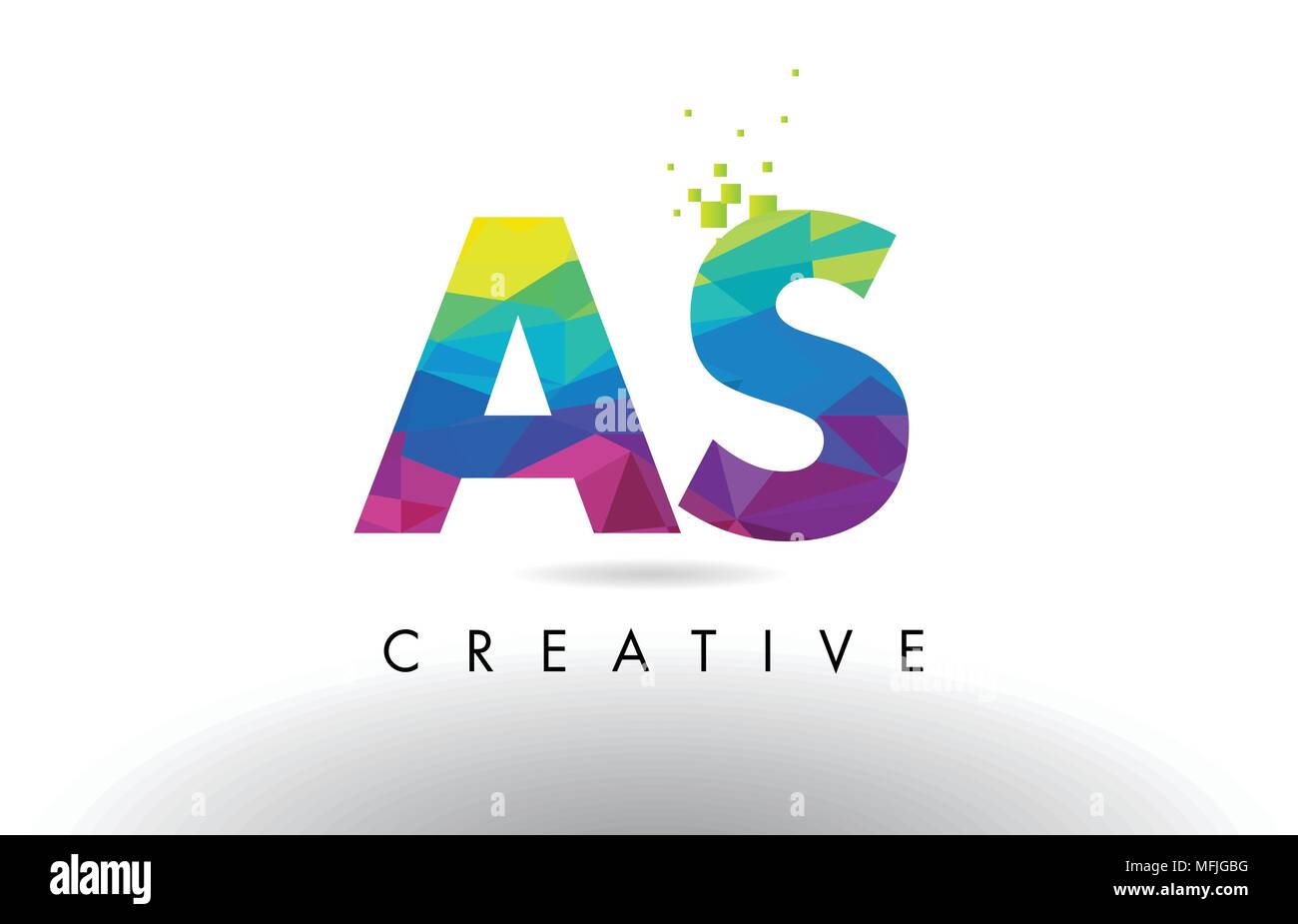 AS A S Colorful Letter Design with Creative Origami Triangles Rainbow ...