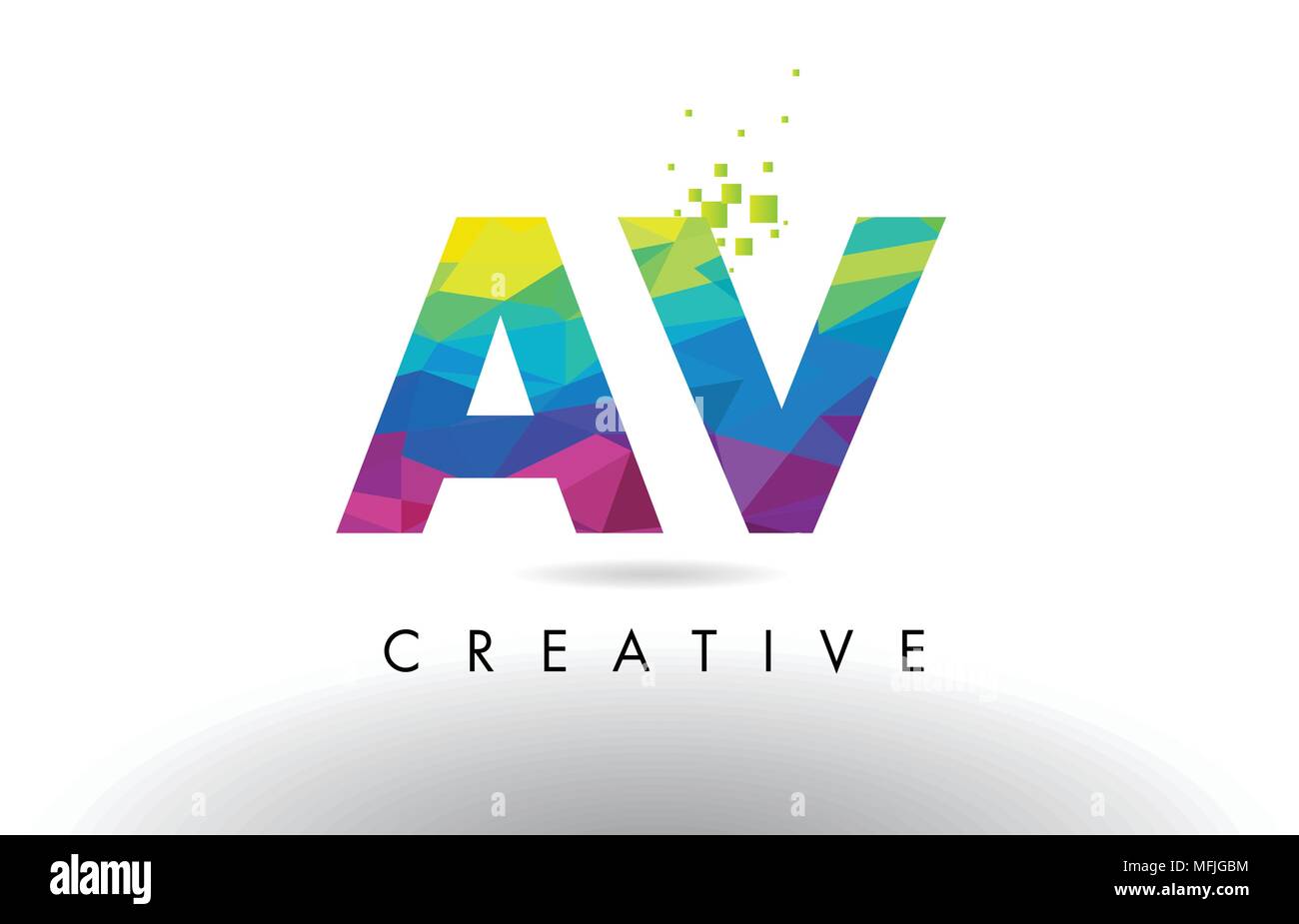 AV A V Colorful Letter Design with Creative Origami Triangles Rainbow ...