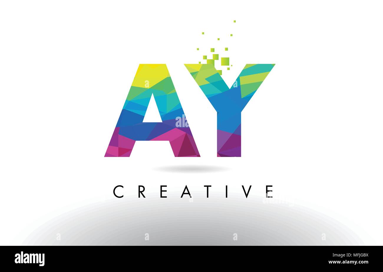 AY A Y Colorful Letter Design with Creative Origami Triangles Rainbow ...