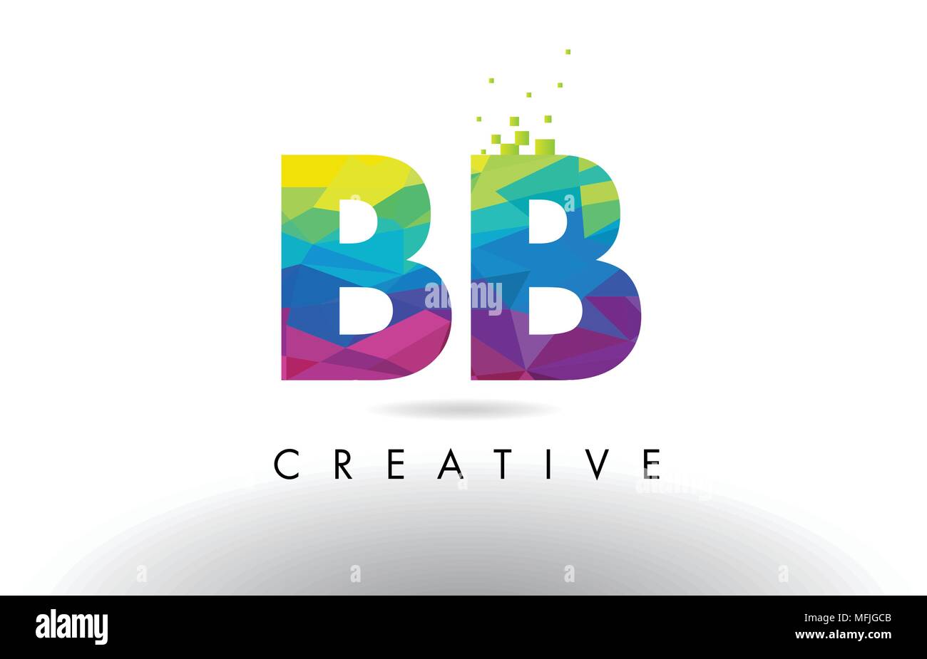 BB B B Colorful Letter Design with Creative Origami Triangles Rainbow ...