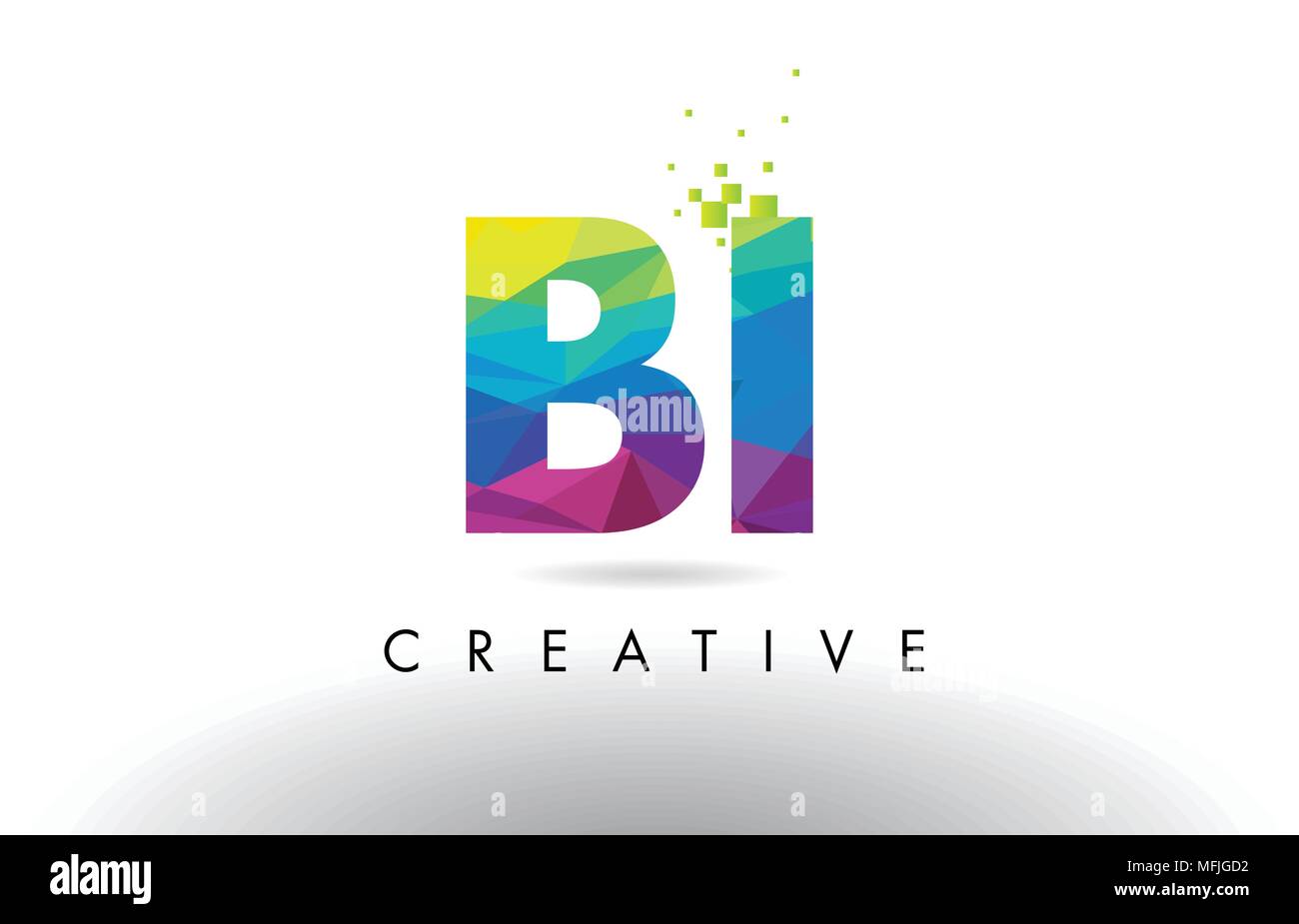 BI B I Colorful Letter Design with Creative Origami Triangles Rainbow ...