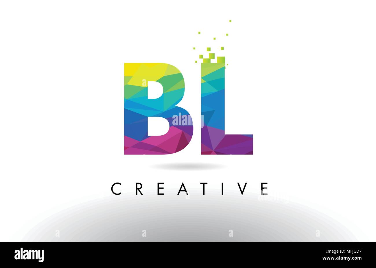 BL B L Colorful Letter Design with Creative Origami Triangles Rainbow ...