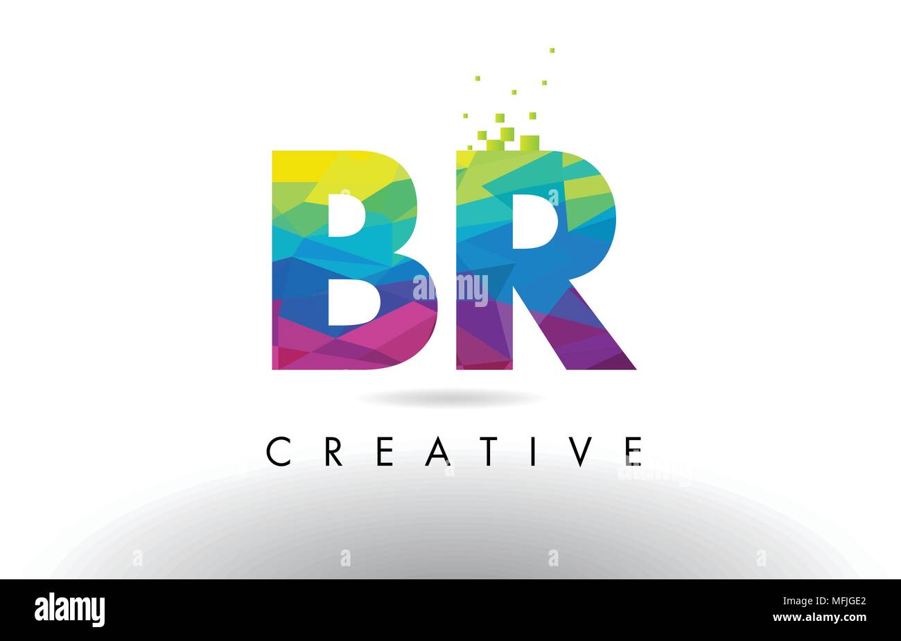 BR B R Colorful Letter Design with Creative Origami Triangles Rainbow ...