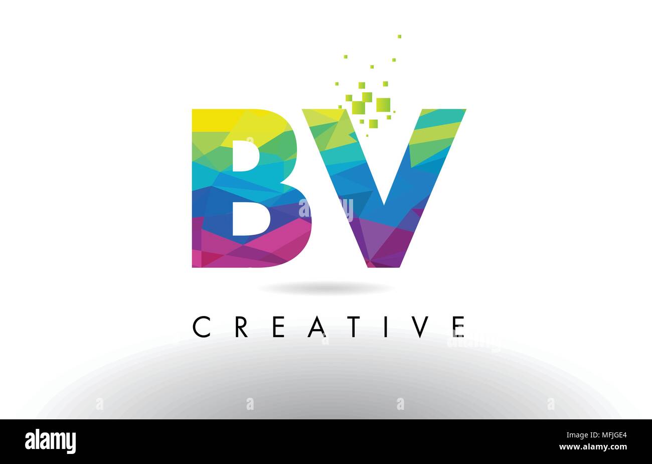 BV B V Colorful Letter Design with Creative Origami Triangles Rainbow ...