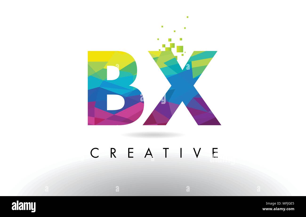 BX B X Colorful Letter Design with Creative Origami Triangles Rainbow ...