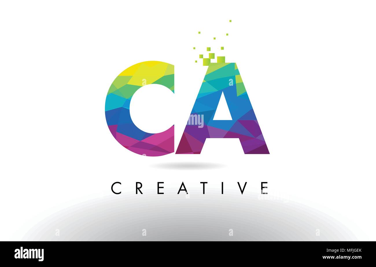 CA C A Colorful Letter Design with Creative Origami Triangles Rainbow ...