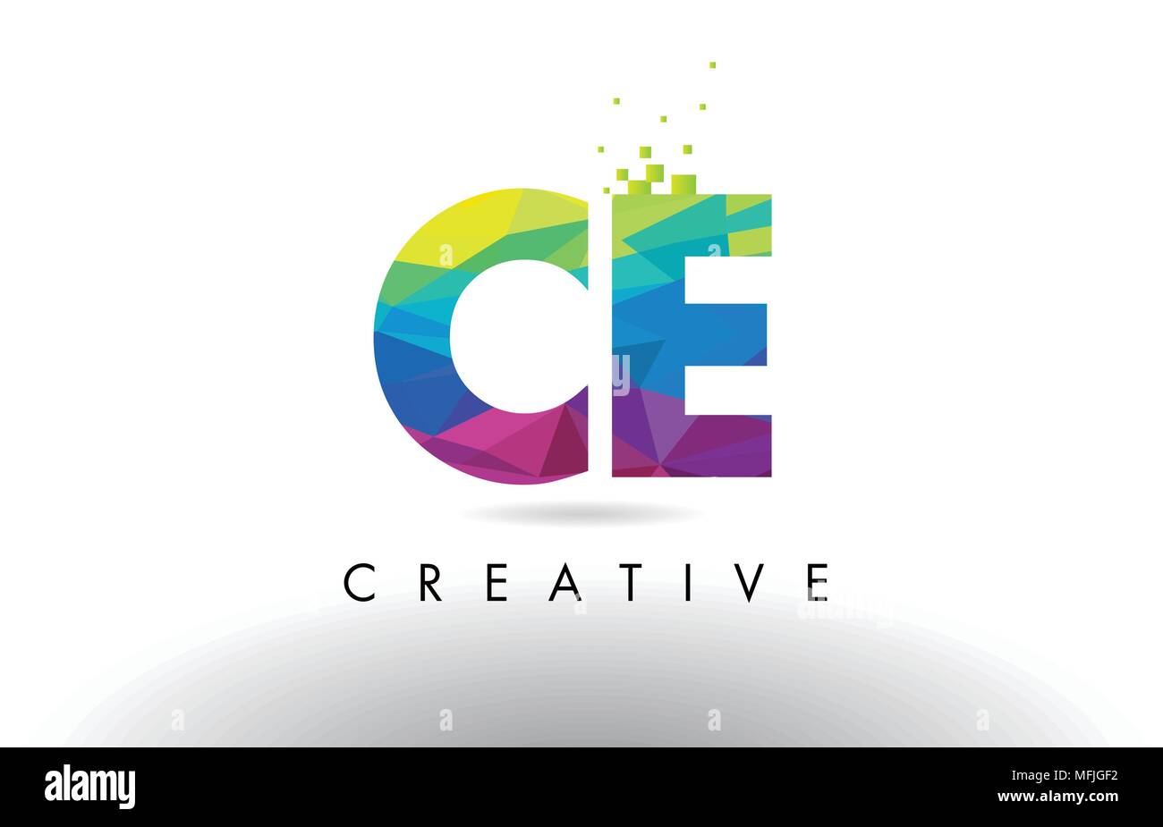 CE C E Colorful Letter Design with Creative Origami Triangles Rainbow ...