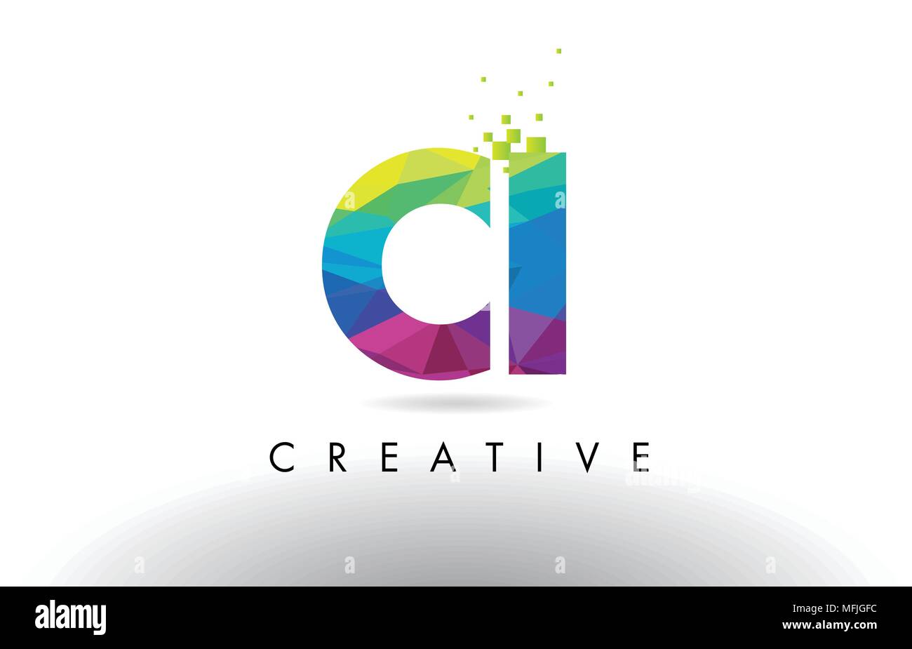 CI C I Colorful Letter Design with Creative Origami Triangles Rainbow ...