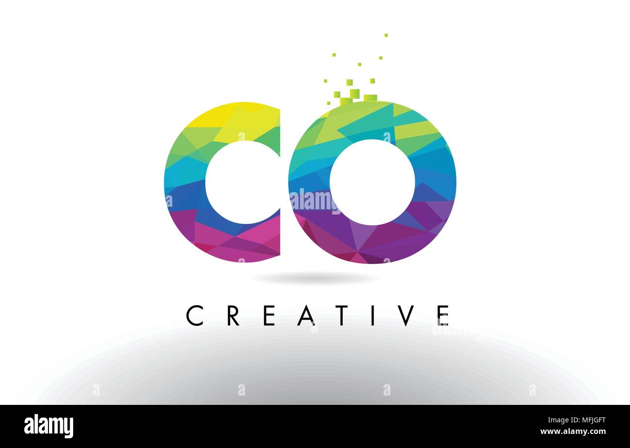 CO C O Colorful Letter Design with Creative Origami Triangles Rainbow ...