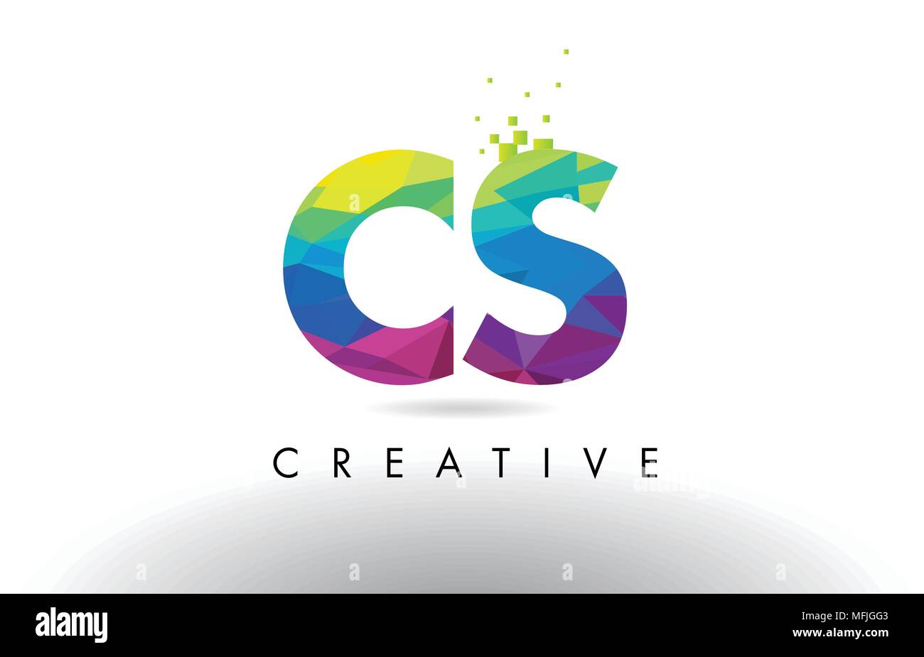 CS C S Colorful Letter Design with Creative Origami Triangles Rainbow ...