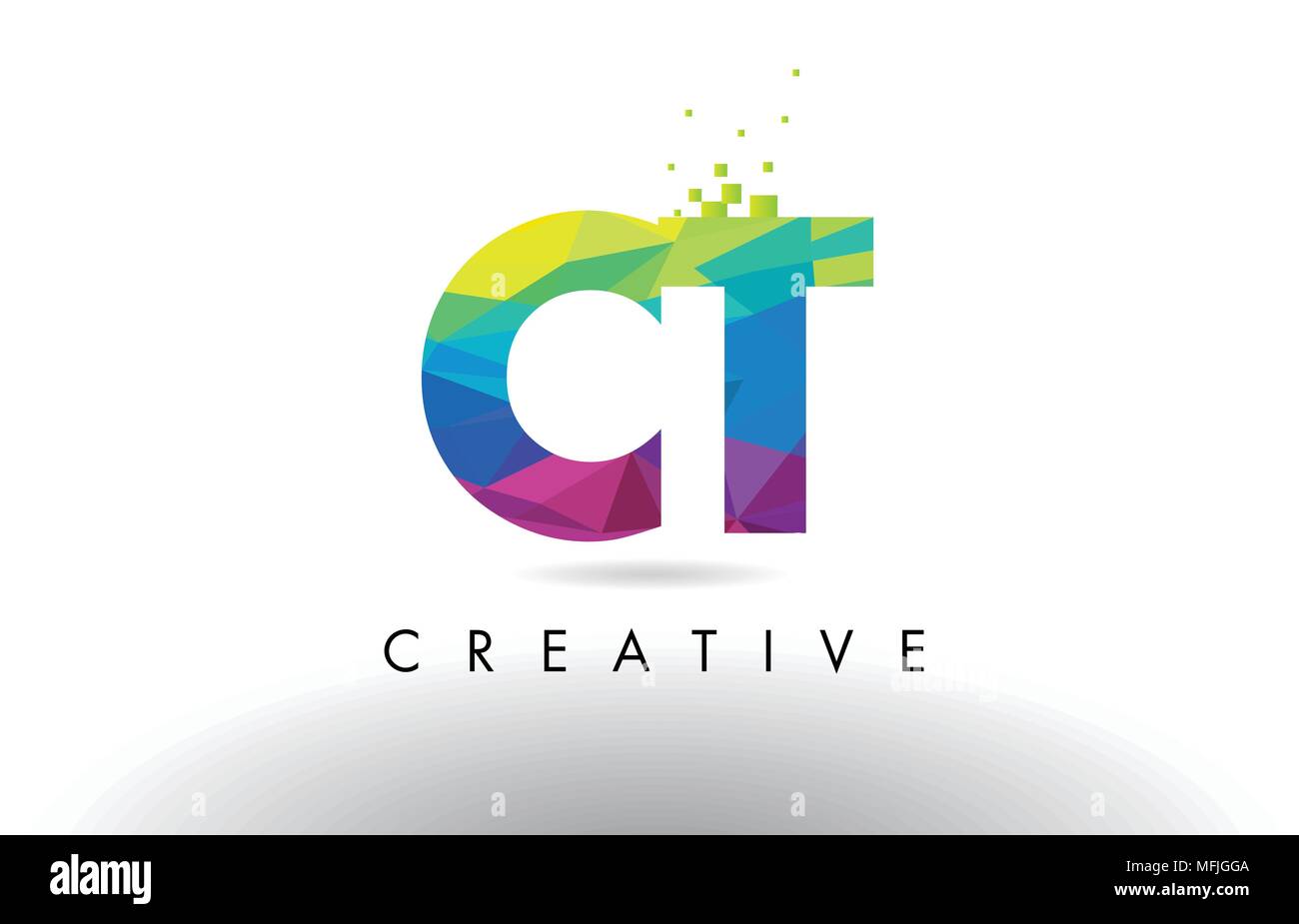 CT C T Colorful Letter Design with Creative Origami Triangles Rainbow ...