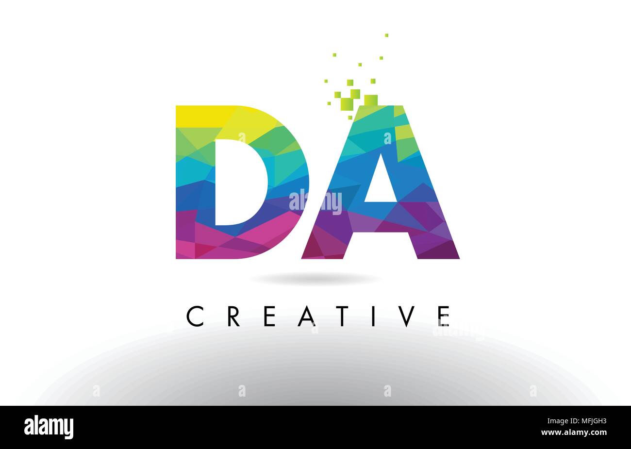 DA D A Colorful Letter Design with Creative Origami Triangles Rainbow ...