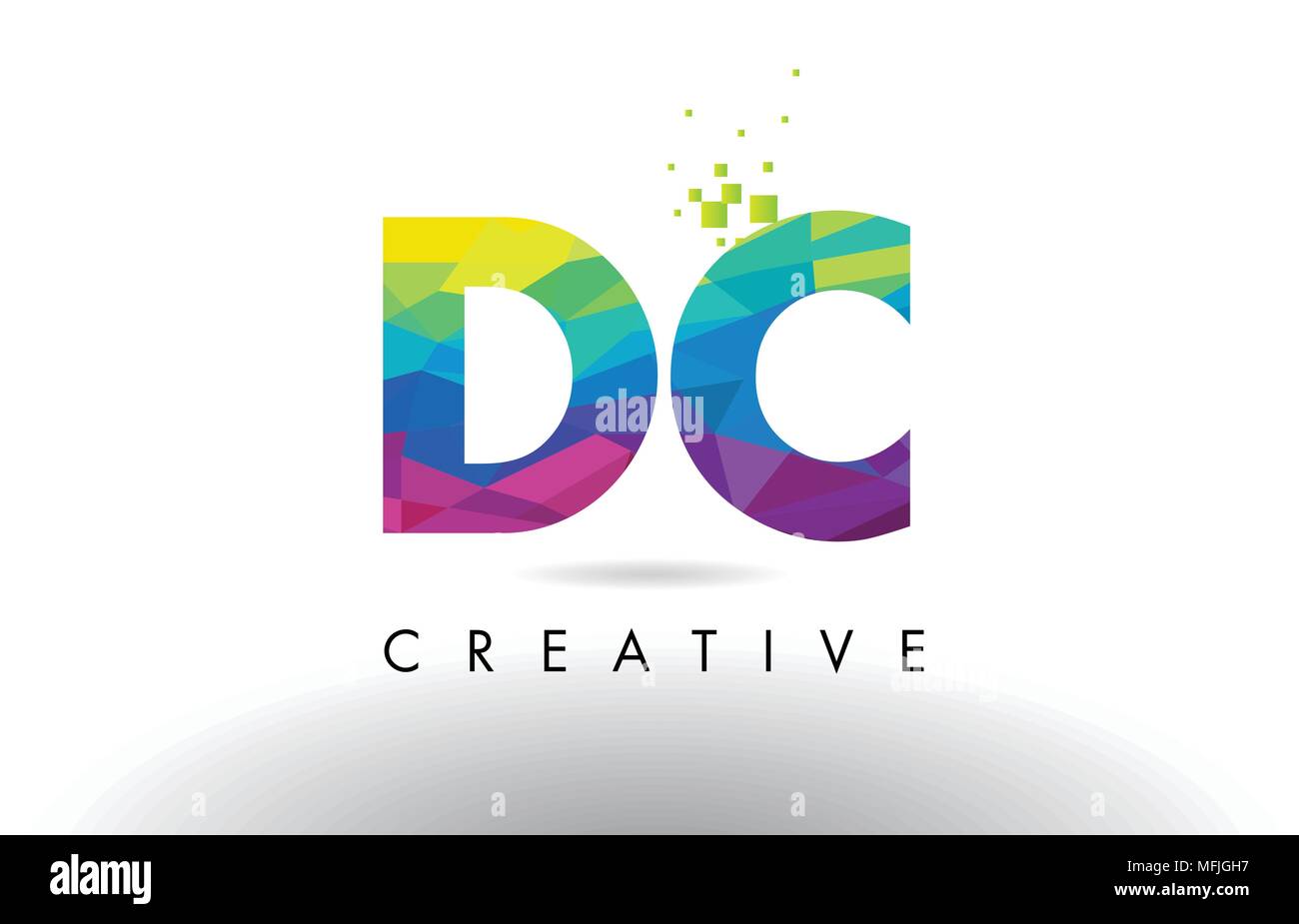 DC D C Colorful Letter Design with Creative Origami Triangles Rainbow ...