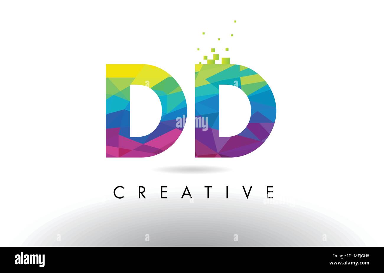 DD D D Colorful Letter Design with Creative Origami Triangles Rainbow ...