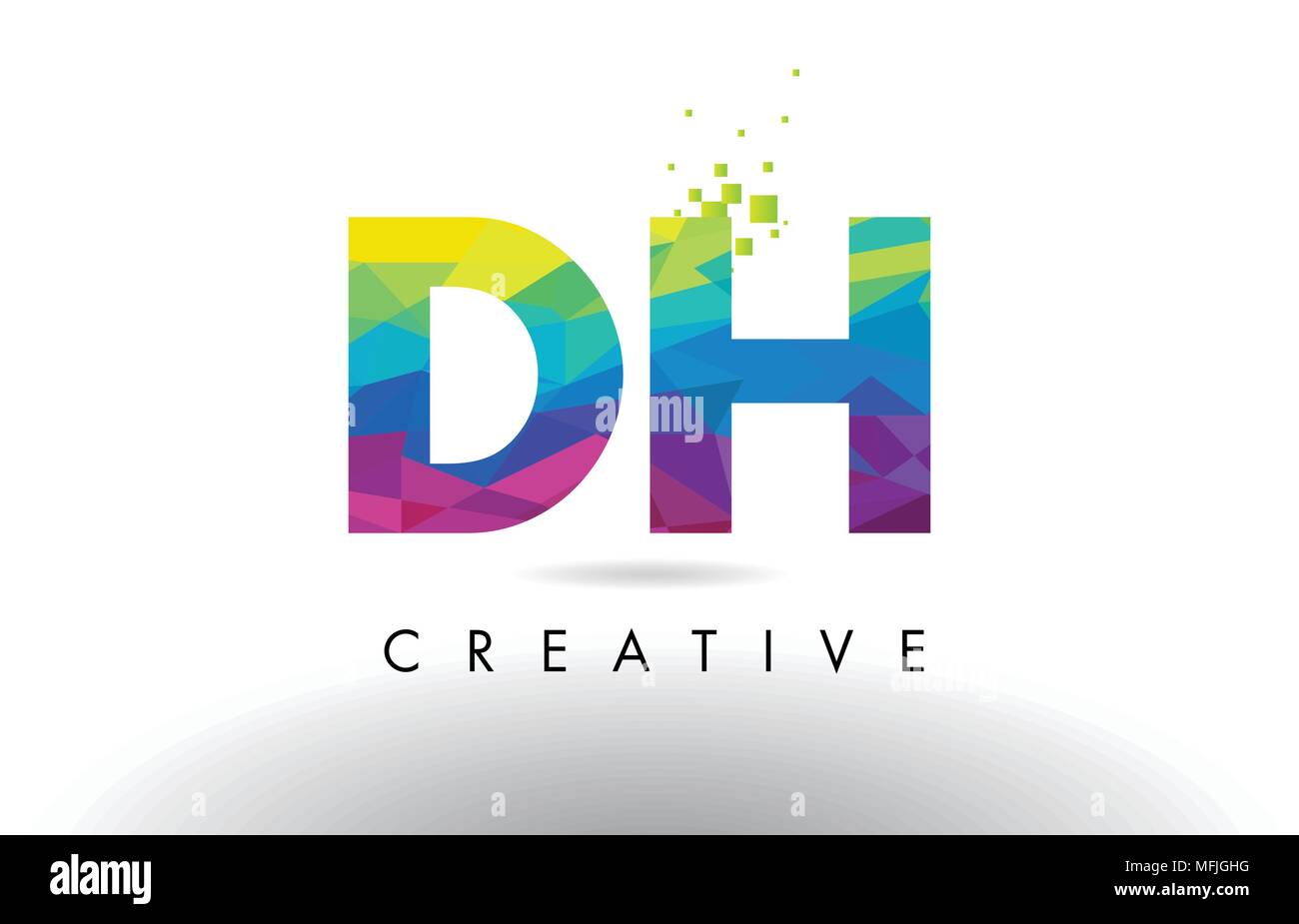 DH D H Colorful Letter Design with Creative Origami Triangles Rainbow ...