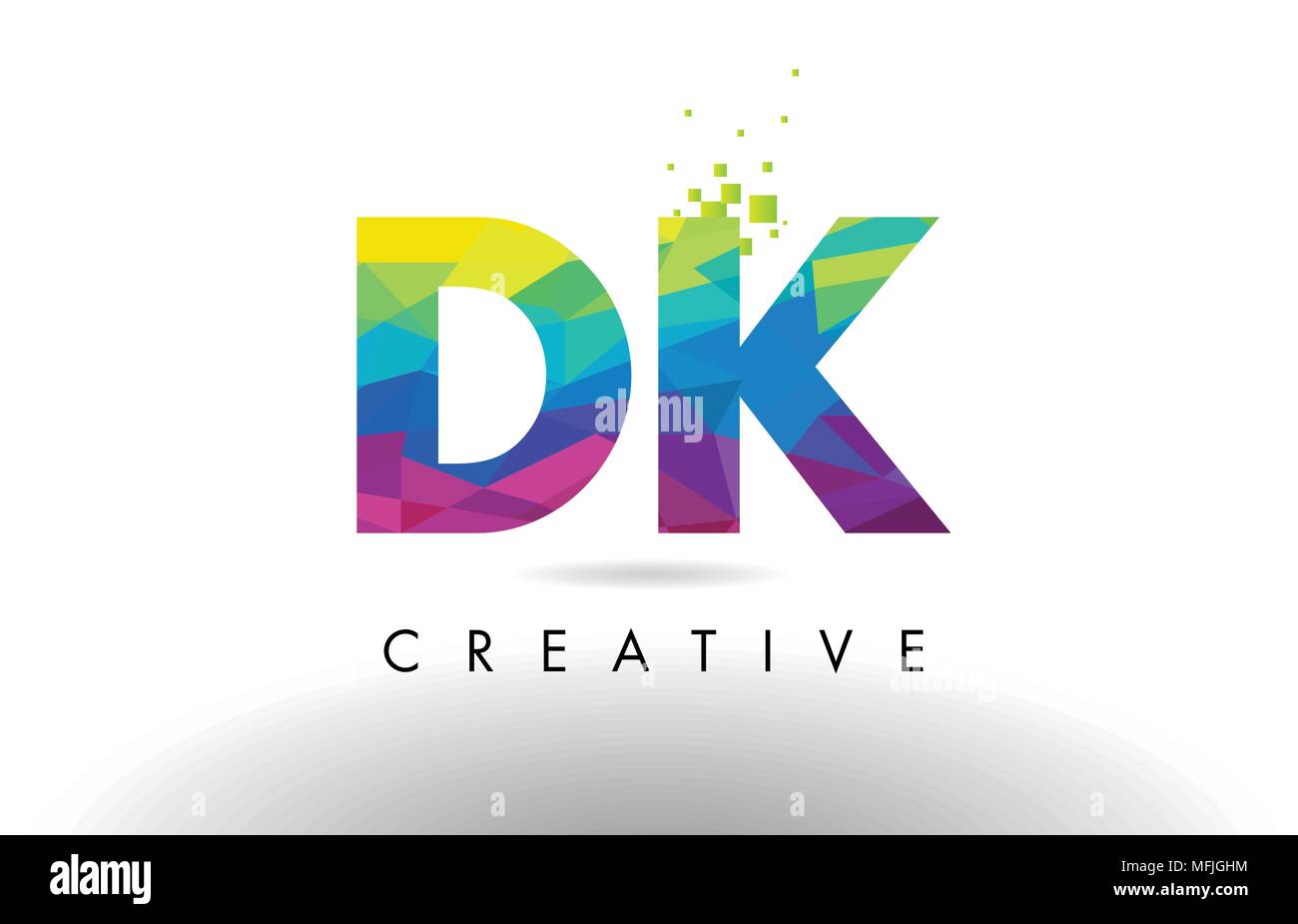 DK D K Colorful Letter Design with Creative Origami Triangles Rainbow ...
