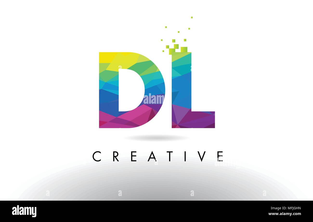 DL D L Colorful Letter Design with Creative Origami Triangles Rainbow ...