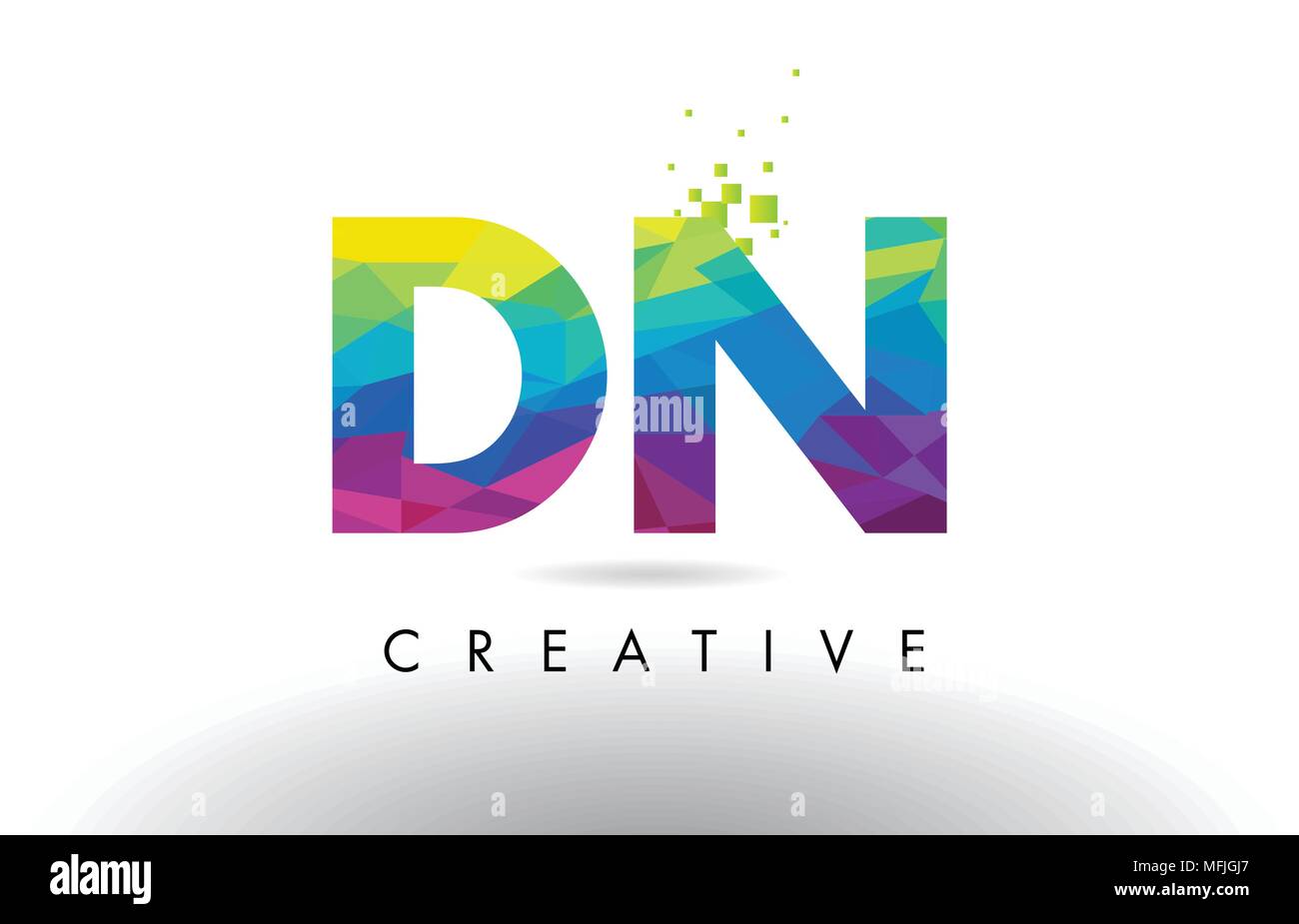 DN D N Colorful Letter Design with Creative Origami Triangles Rainbow ...