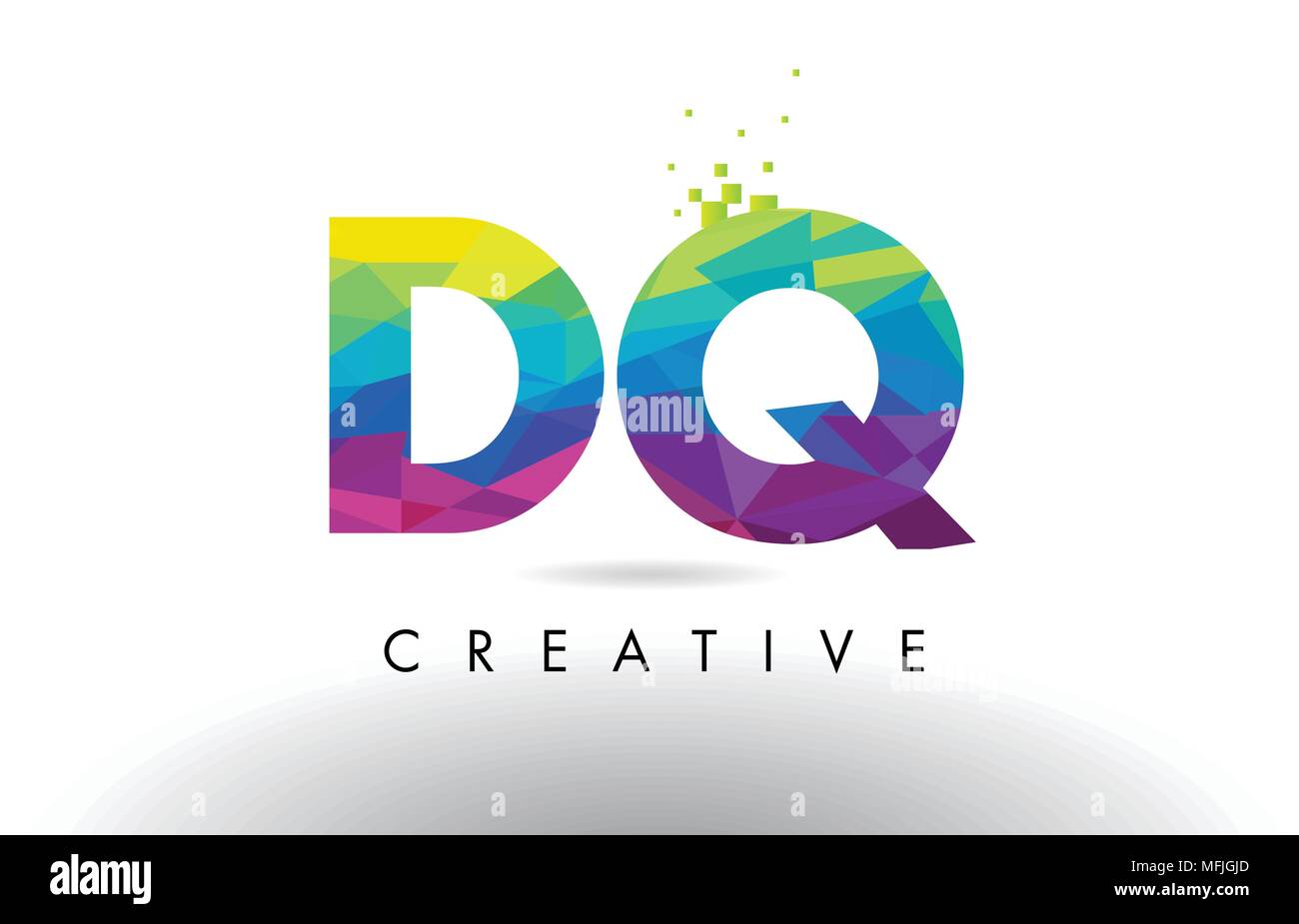 DQ D Q Colorful Letter Design with Creative Origami Triangles Rainbow ...