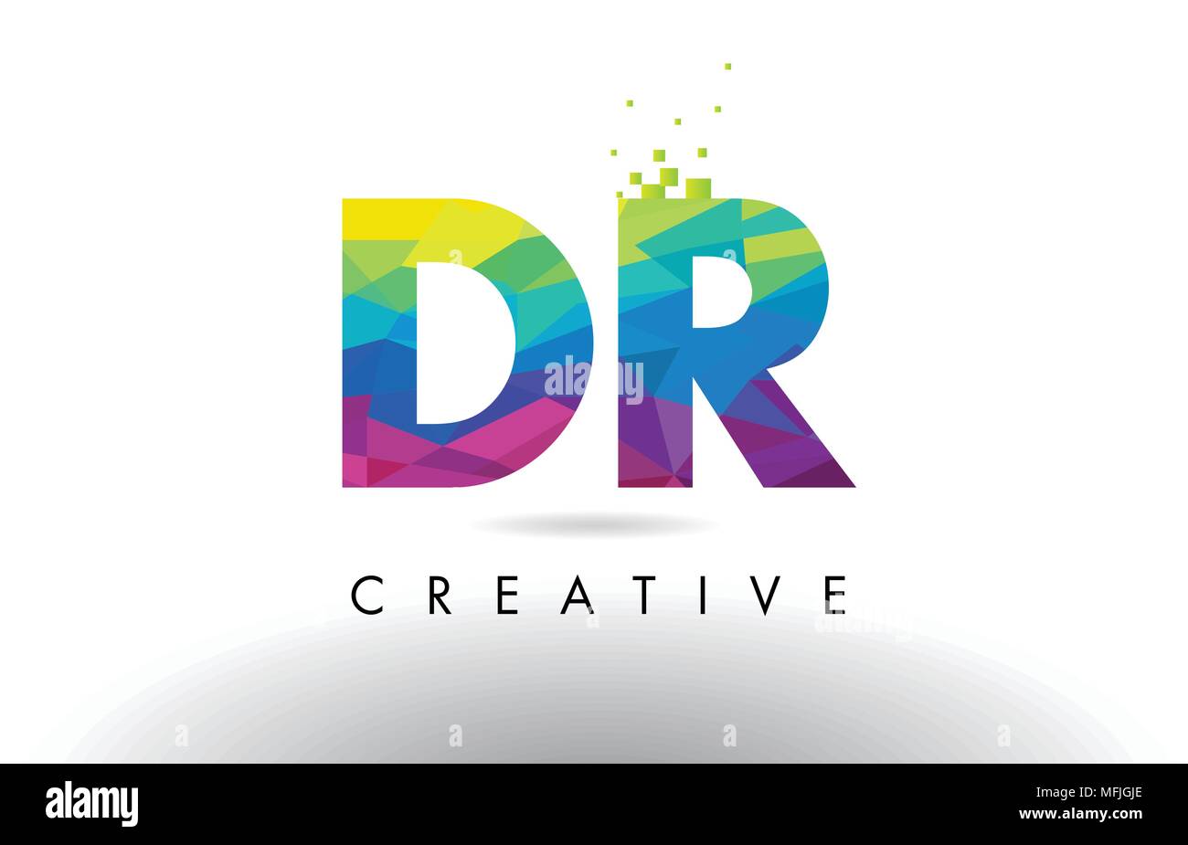 DR D R Colorful Letter Design with Creative Origami Triangles Rainbow ...