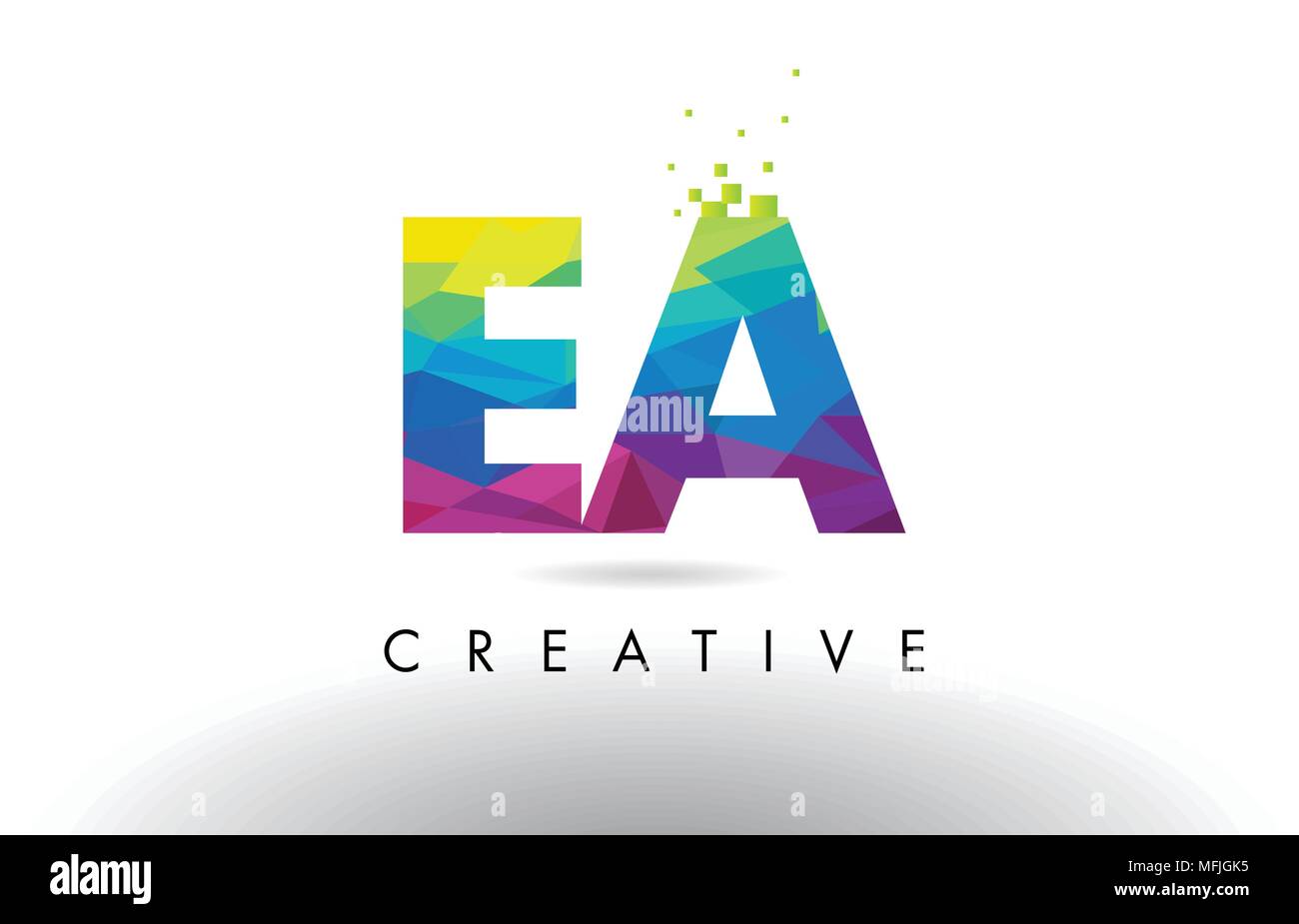 EA E A Colorful Letter Design with Creative Origami Triangles Rainbow ...