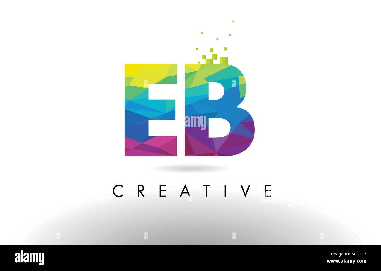 EB E B Colorful Letter Design with Creative Origami Triangles Rainbow ...