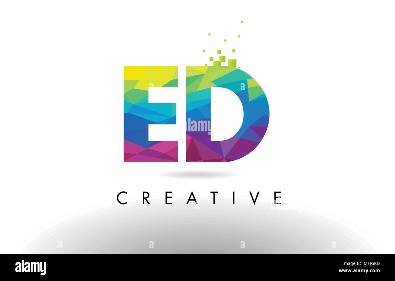 ED E D Colorful Letter Design with Creative Origami Triangles Rainbow ...