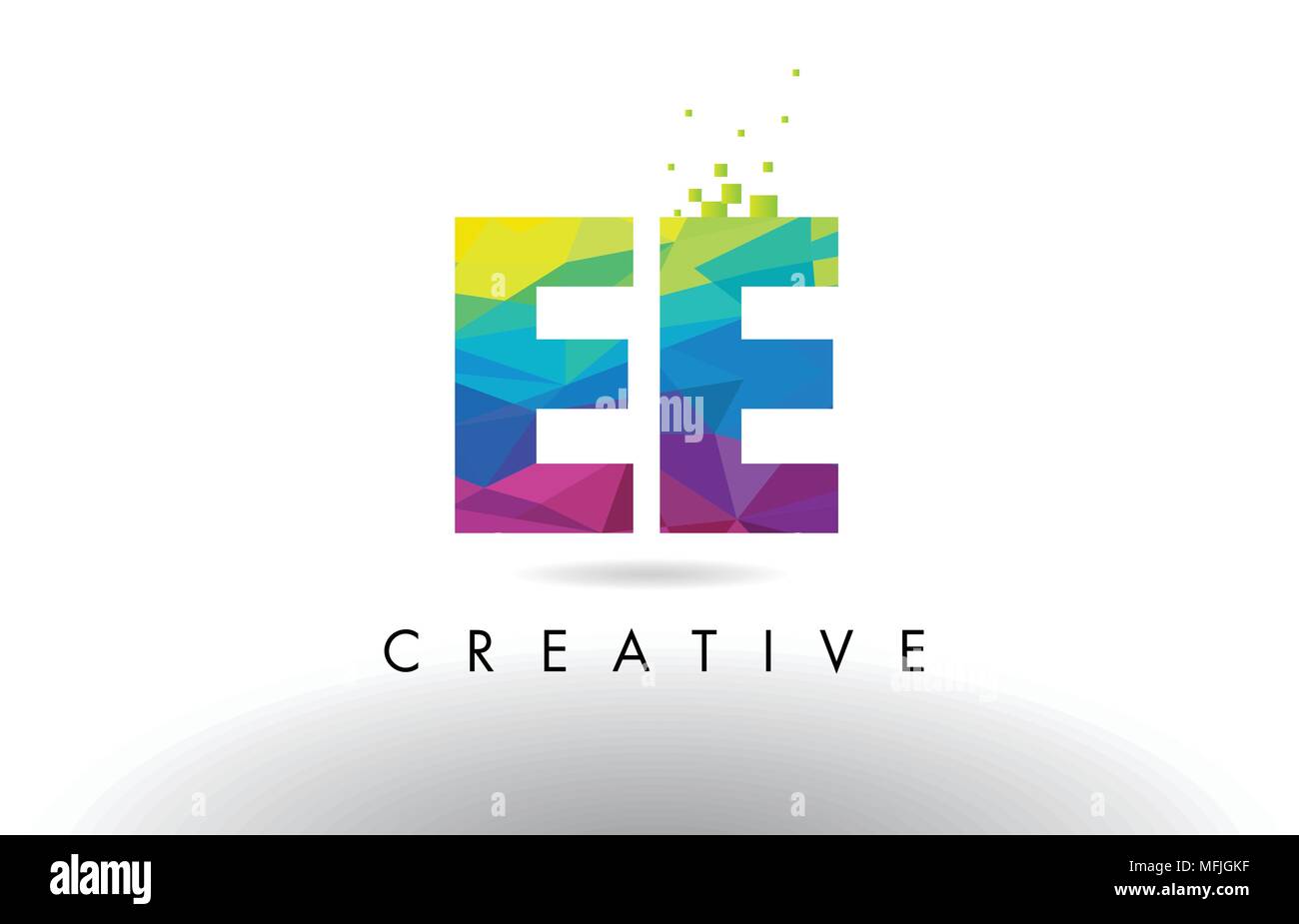 EE E E Colorful Letter Design with Creative Origami Triangles Rainbow ...