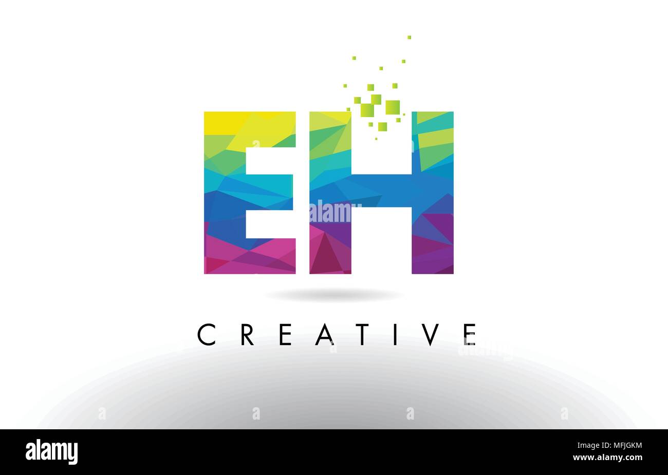EH E H Colorful Letter Design with Creative Origami Triangles Rainbow ...